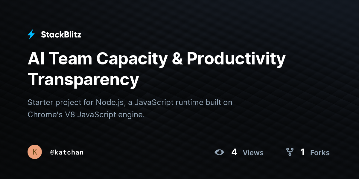 AI Team Capacity & Productivity Transparency - StackBlitz