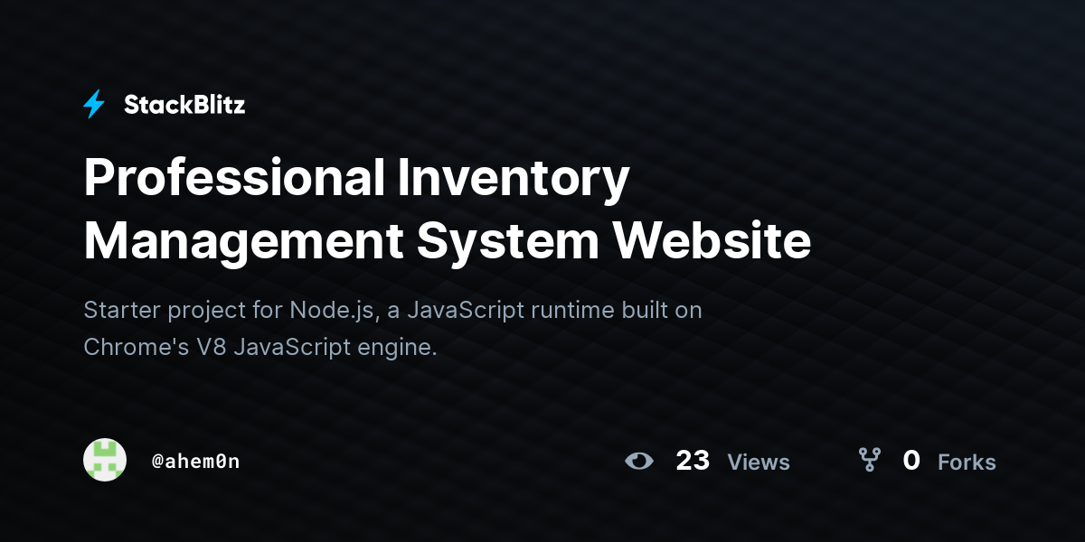 Professional Inventory Management System Website - StackBlitz