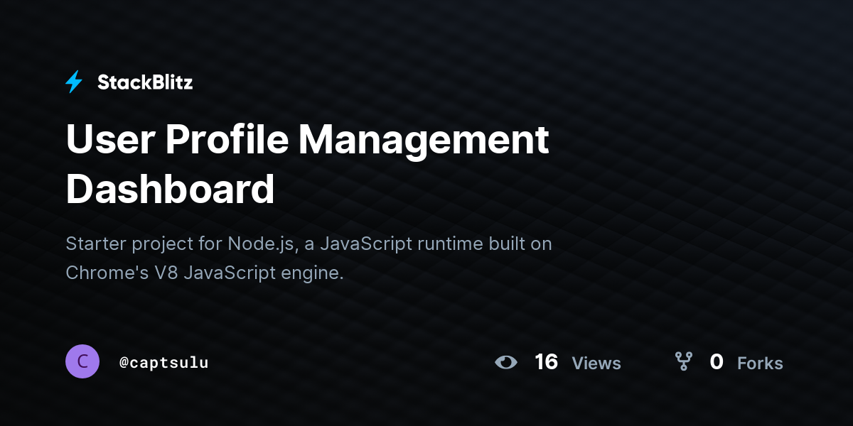 User Profile Management Dashboard - StackBlitz