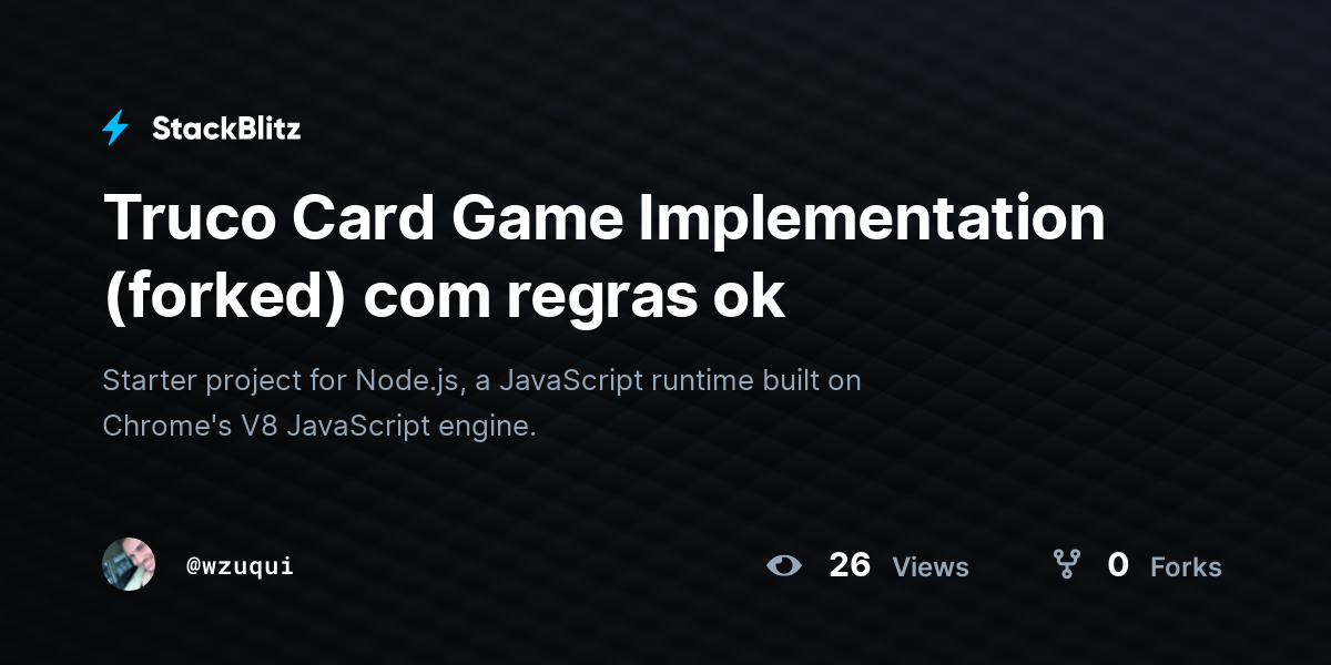 Truco Card Game Implementation (forked) com regras ok - StackBlitz