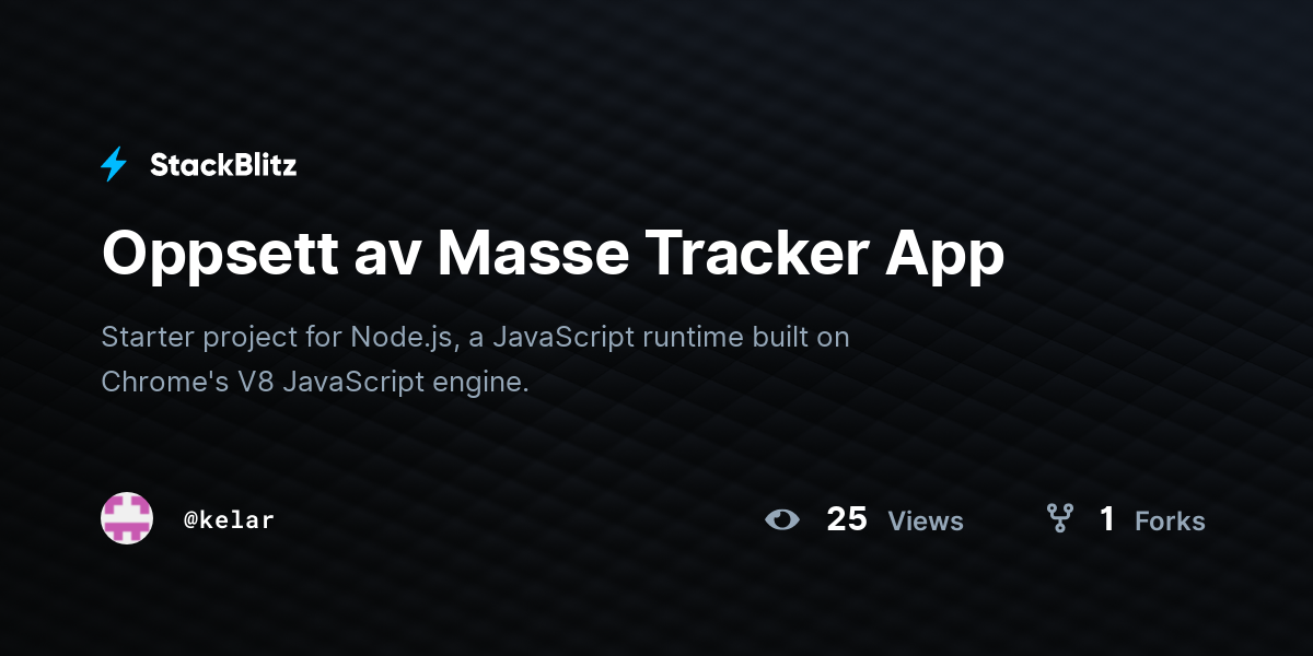 Oppsett av Masse Tracker App - StackBlitz
