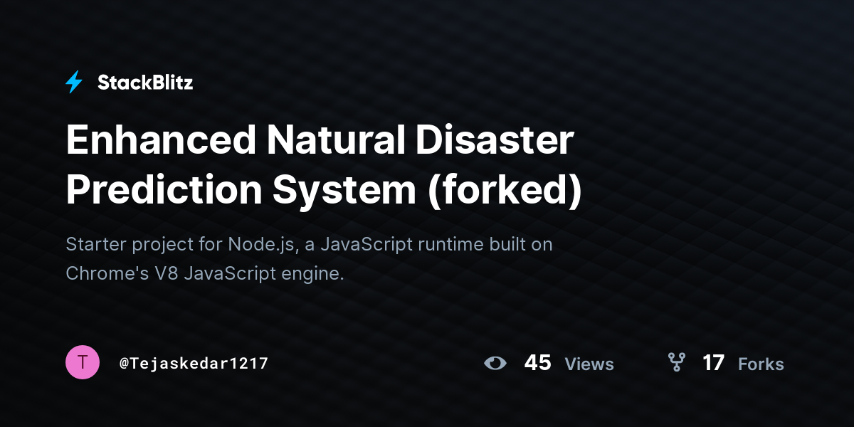 Enhanced Natural Disaster Prediction System (forked) - StackBlitz