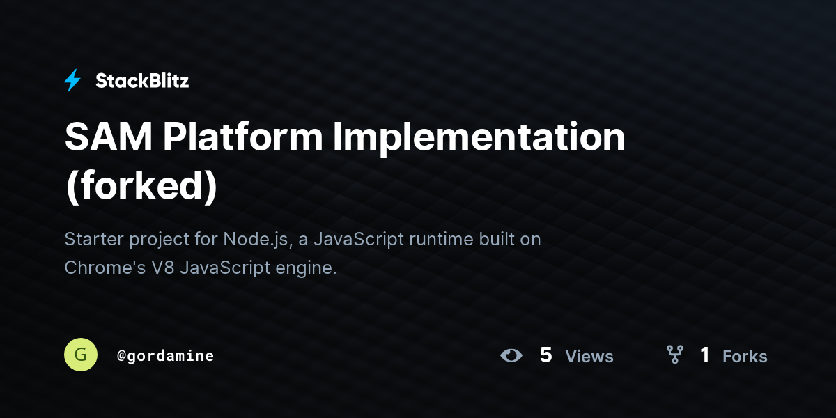 SAM Platform Implementation (forked) - StackBlitz