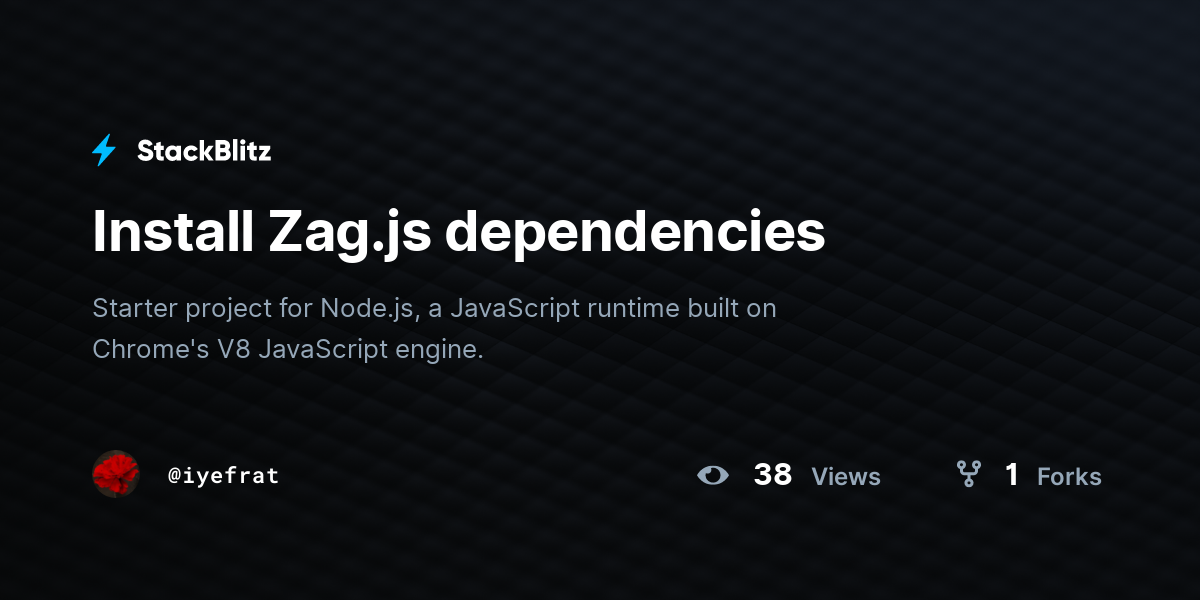 Install Zag.js dependencies - StackBlitz