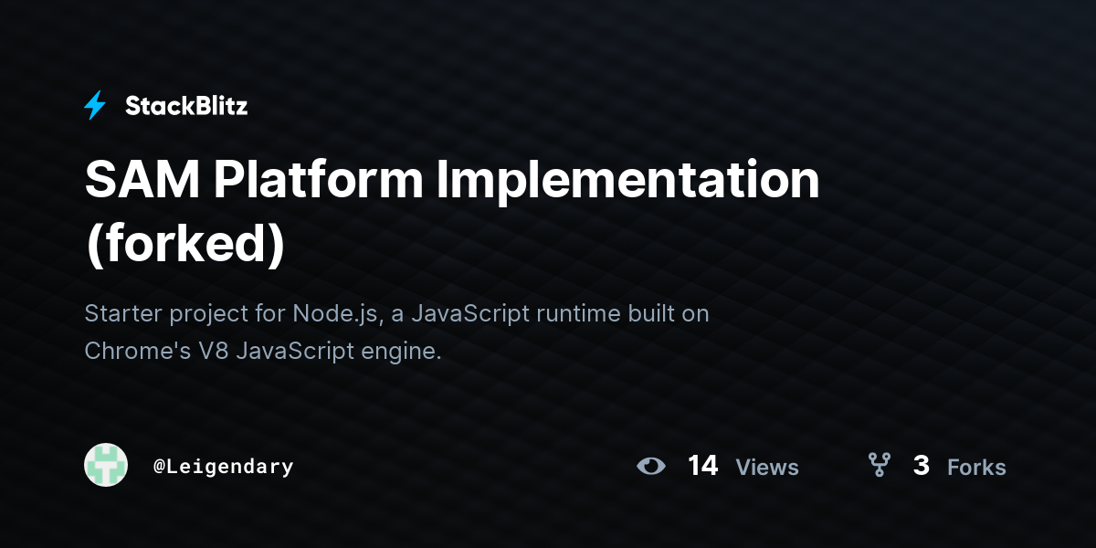 SAM Platform Implementation (forked) - StackBlitz