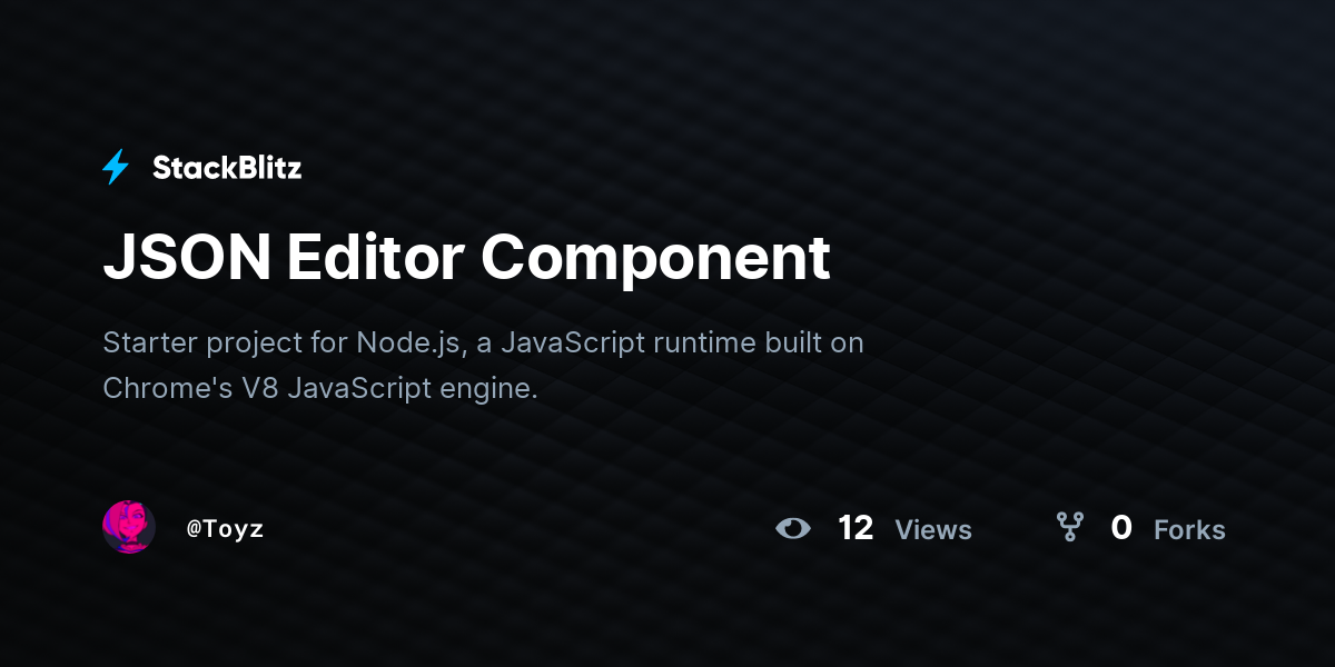 JSON Editor Component - StackBlitz