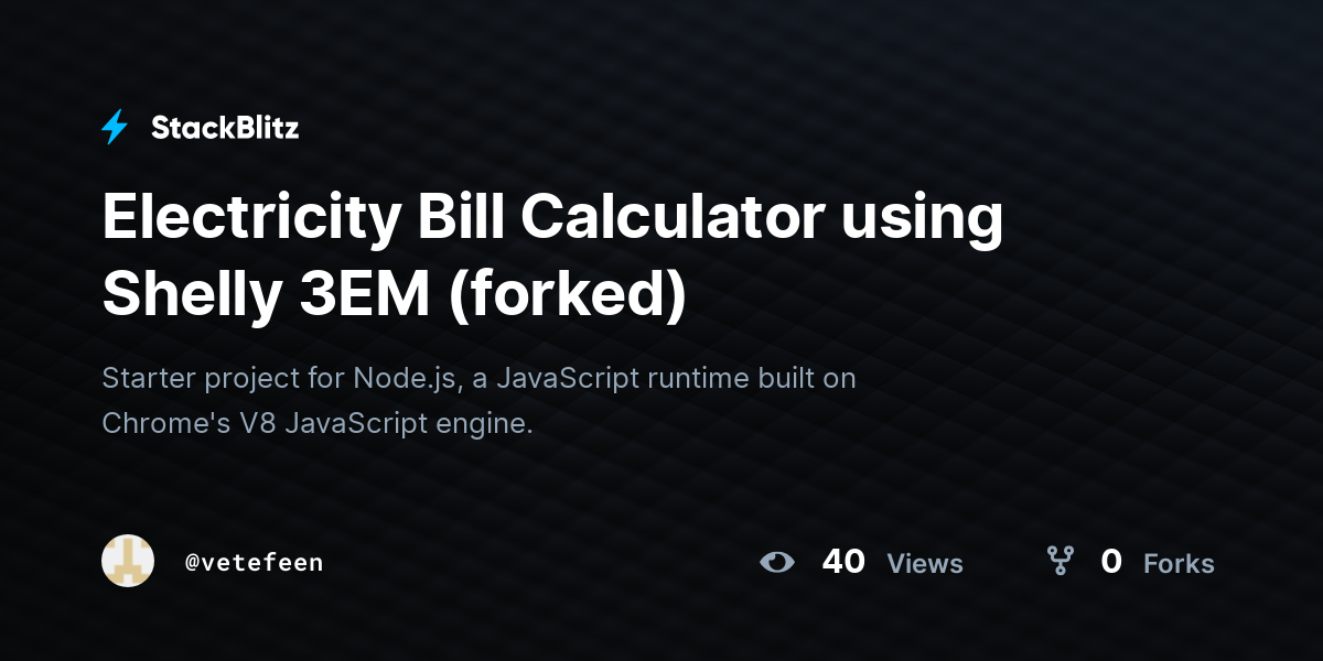 Electricity Bill Calculator using Shelly 3EM (forked) - StackBlitz