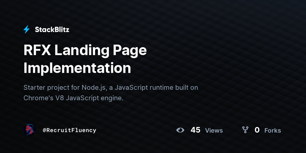 RFX Landing Page Implementation - StackBlitz
