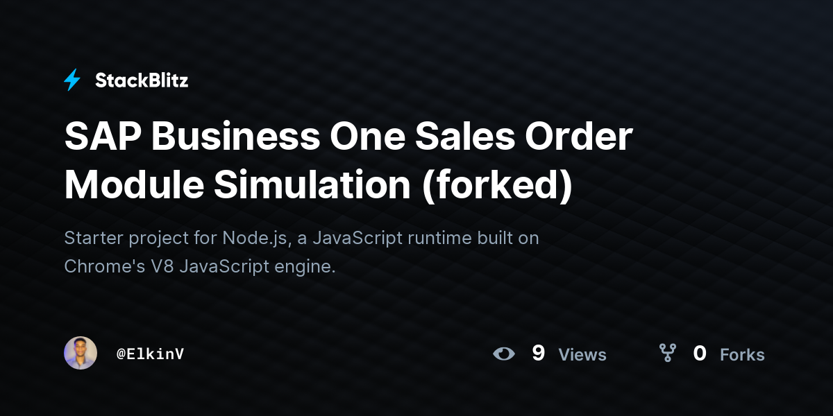 SAP Business One Sales Order Module Simulation (forked) - StackBlitz