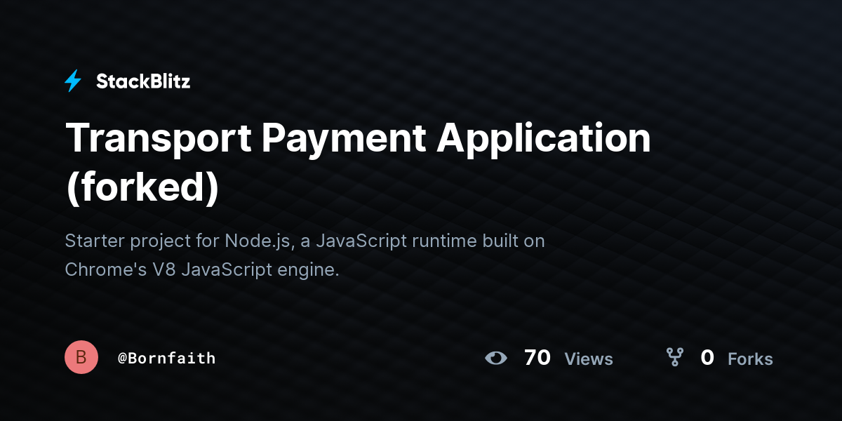 Transport Payment Application (forked) - StackBlitz
