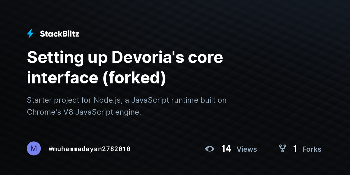 Setting up Devoria's core interface (forked) - StackBlitz