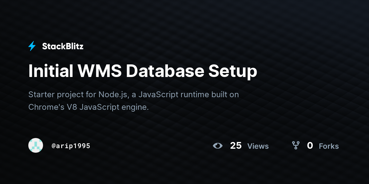 Initial WMS Database Setup - StackBlitz
