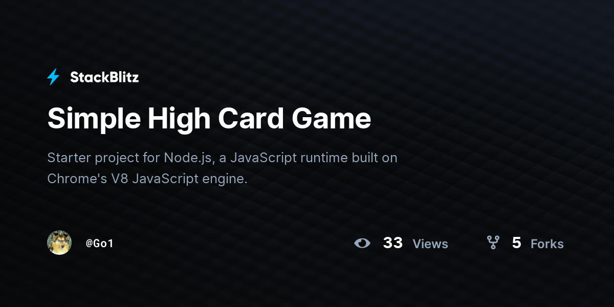 Simple High Card Game - StackBlitz