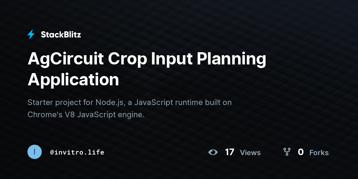 AgCircuit Crop Input Planning Application - StackBlitz