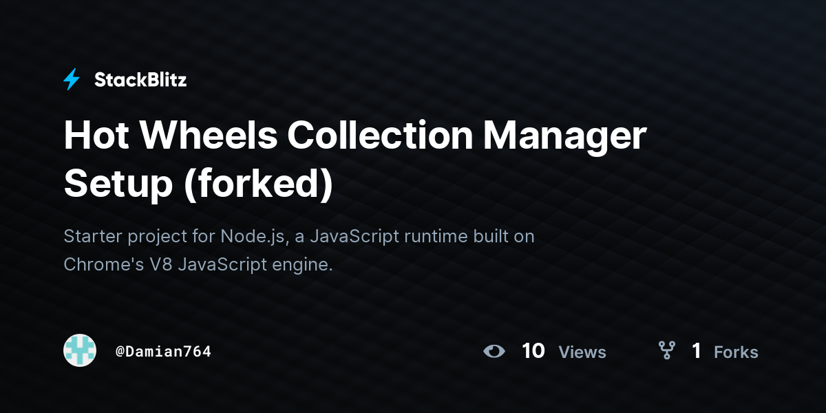 Hot Wheels Collection Manager Setup (forked) - StackBlitz