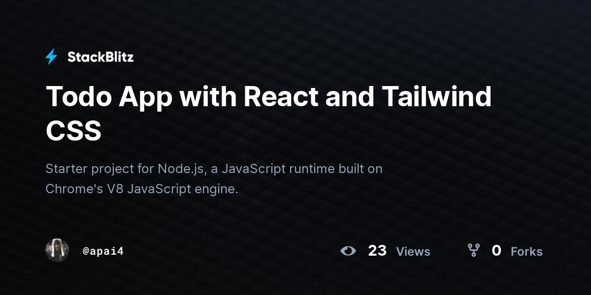 Todo App with React and Tailwind CSS - StackBlitz
