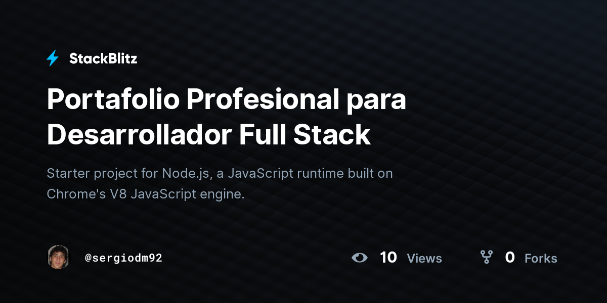 Portafolio Profesional para Desarrollador Full Stack - StackBlitz