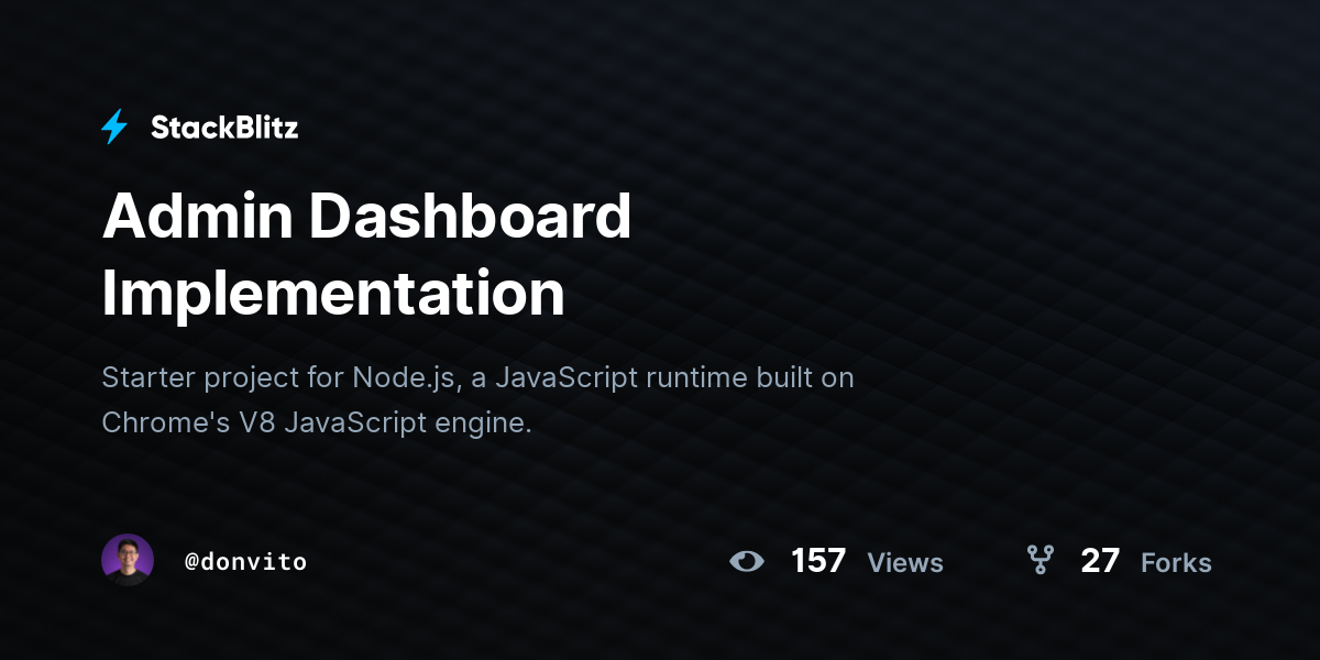 Admin Dashboard Implementation - StackBlitz