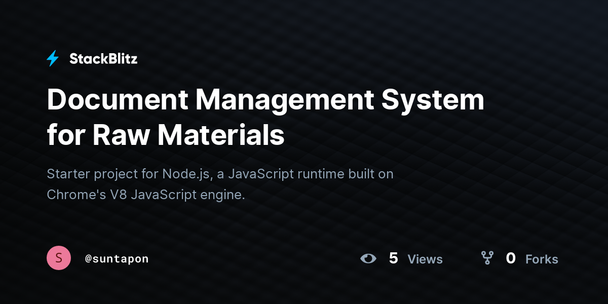 Document Management System for Raw Materials - StackBlitz