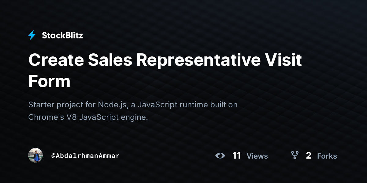 Create Sales Representative Visit Form - StackBlitz