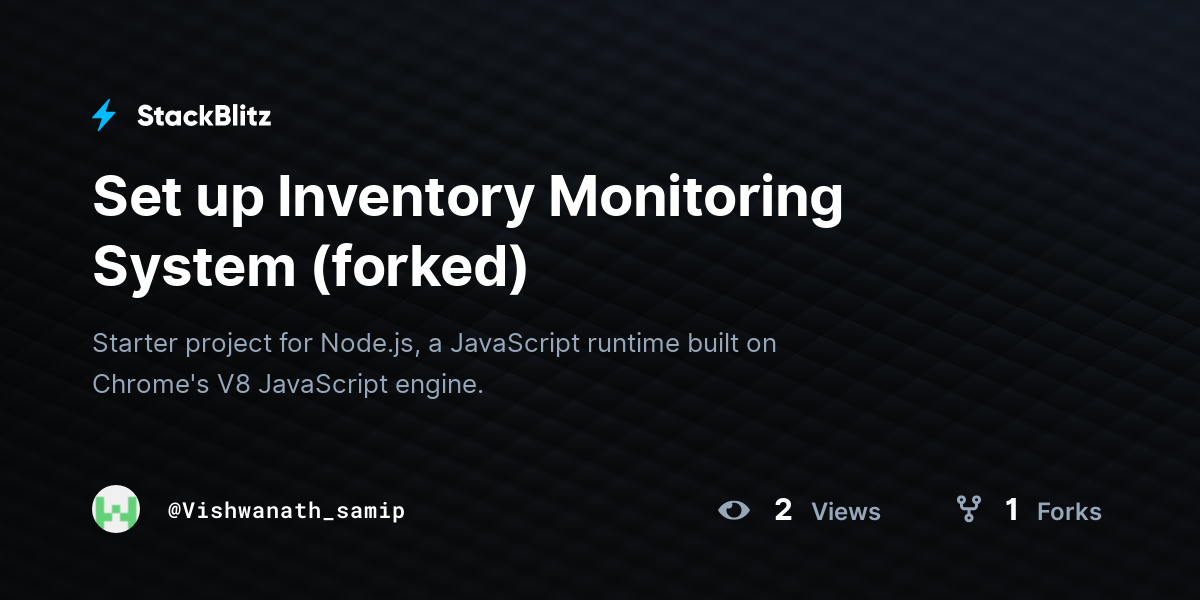 Set up Inventory Monitoring System (forked) - StackBlitz
