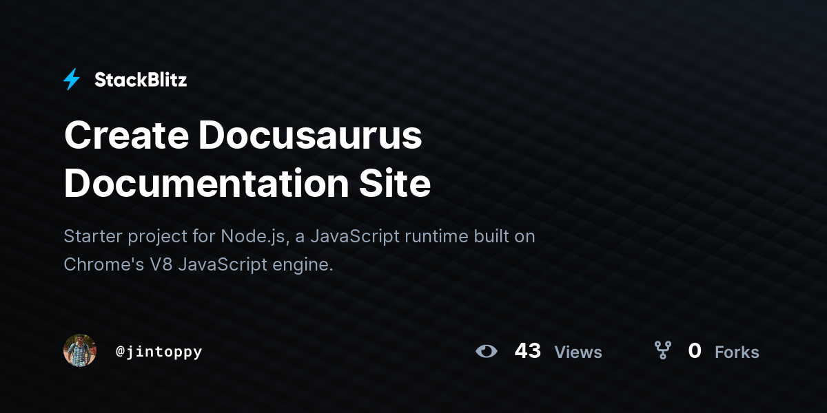Create Docusaurus Documentation Site - StackBlitz