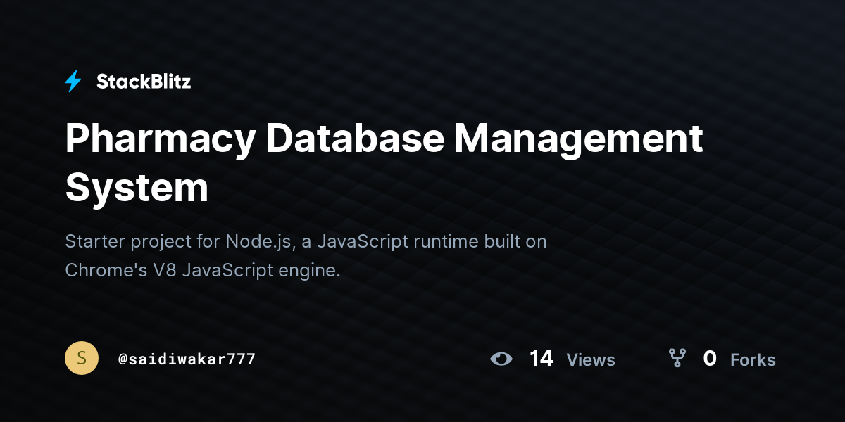 Pharmacy Database Management System - StackBlitz