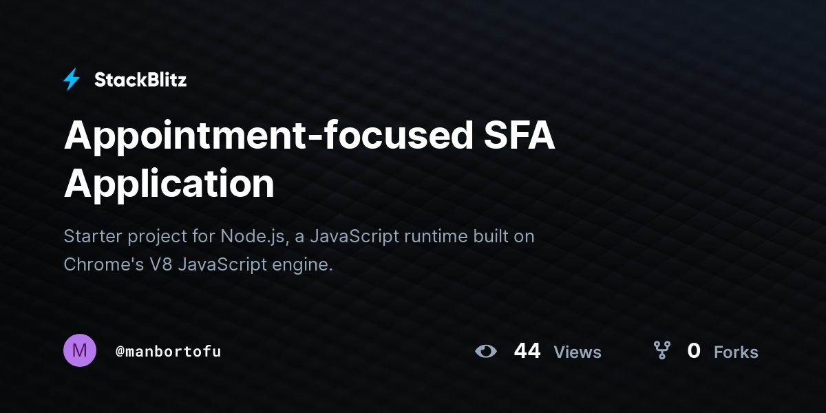 Appointment-focused SFA Application - StackBlitz
