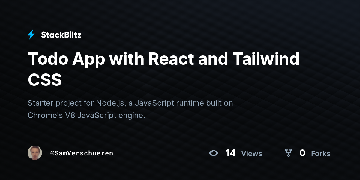 Todo App with React and Tailwind CSS - StackBlitz