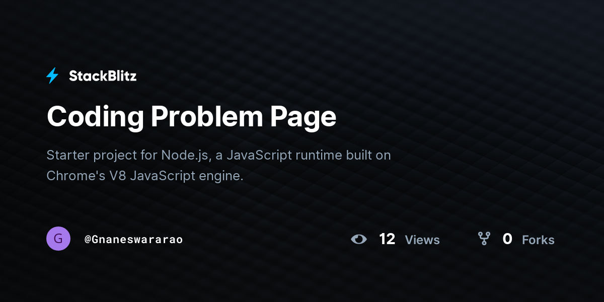 Coding Problem Page - StackBlitz