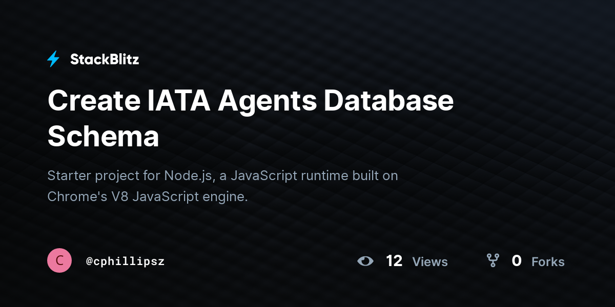 Create IATA Agents Database Schema - StackBlitz