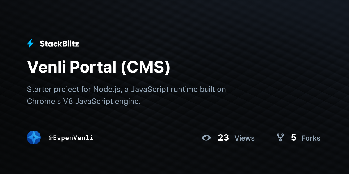 Venli Portal (CMS) - StackBlitz