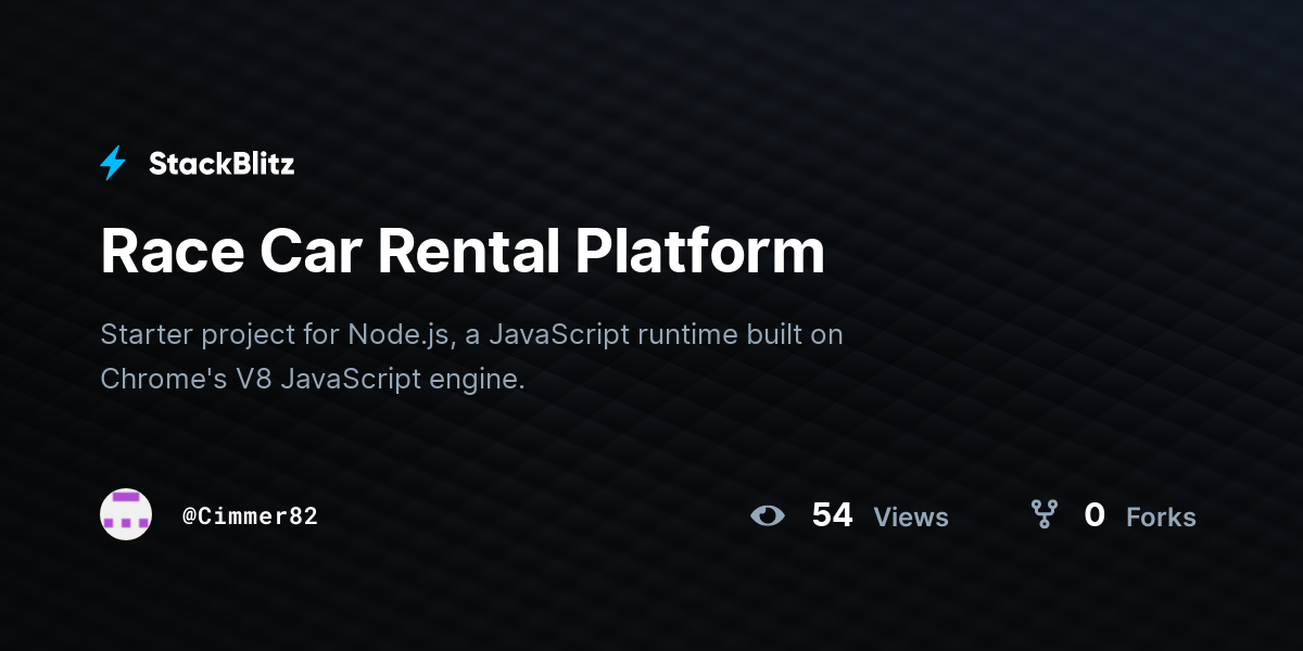Race Car Rental Platform - StackBlitz