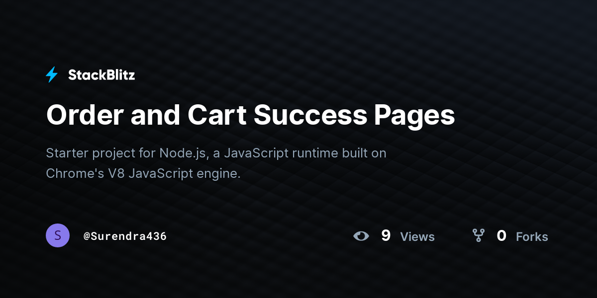 Order and Cart Success Pages - StackBlitz