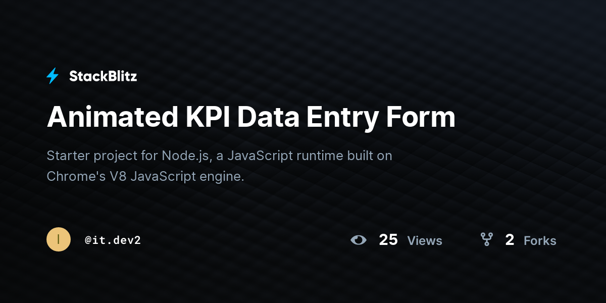 Animated KPI Data Entry Form - StackBlitz