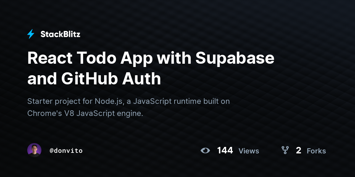 React Todo App with Supabase and GitHub Auth - StackBlitz