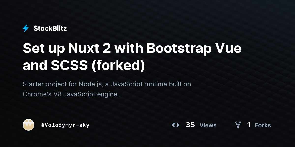 Set up Nuxt 2 with Bootstrap Vue and SCSS (forked) - StackBlitz