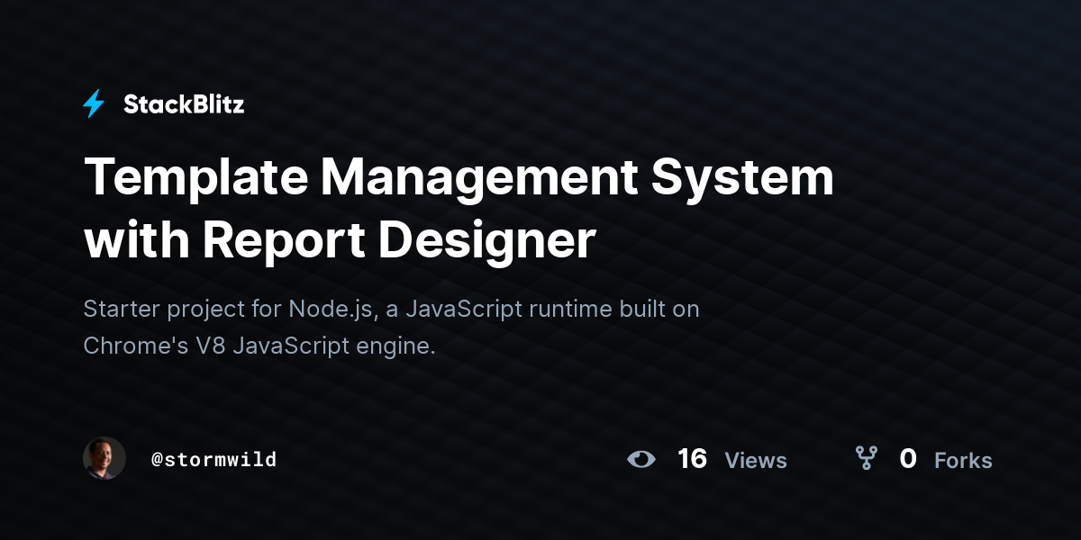 Template Management System with Report Designer - StackBlitz