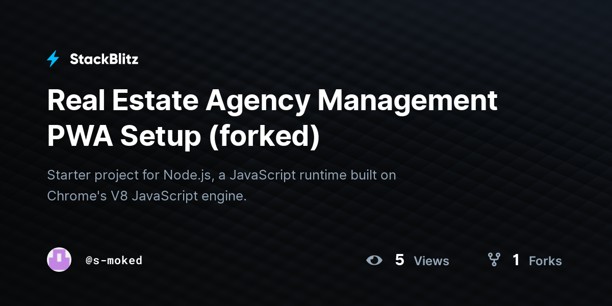 Real Estate Agency Management PWA Setup (forked) - StackBlitz