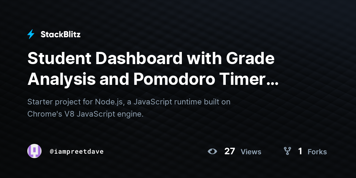 Student Dashboard with Grade Analysis and Pomodoro Timer (forked) - StackBlitz