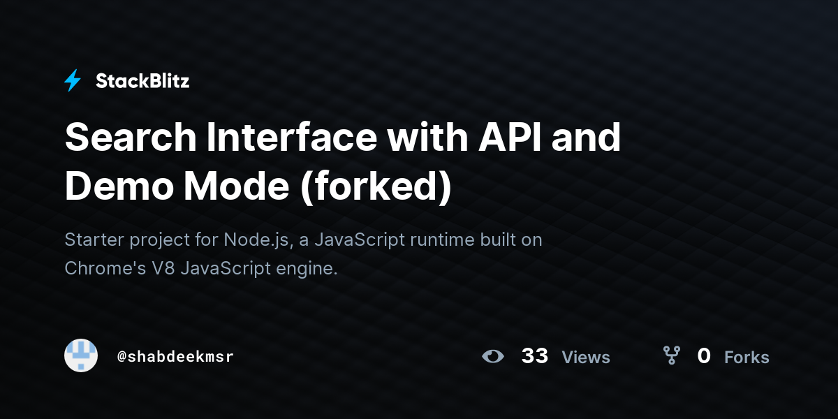Search Interface with API and Demo Mode (forked) - StackBlitz