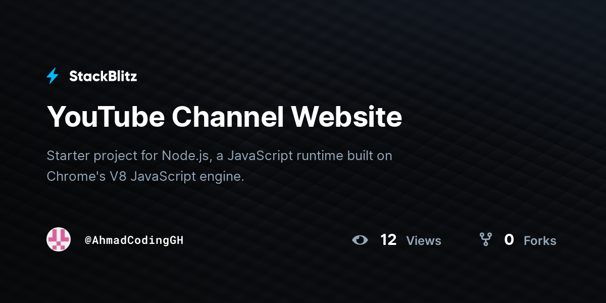 YouTube Channel Website - StackBlitz