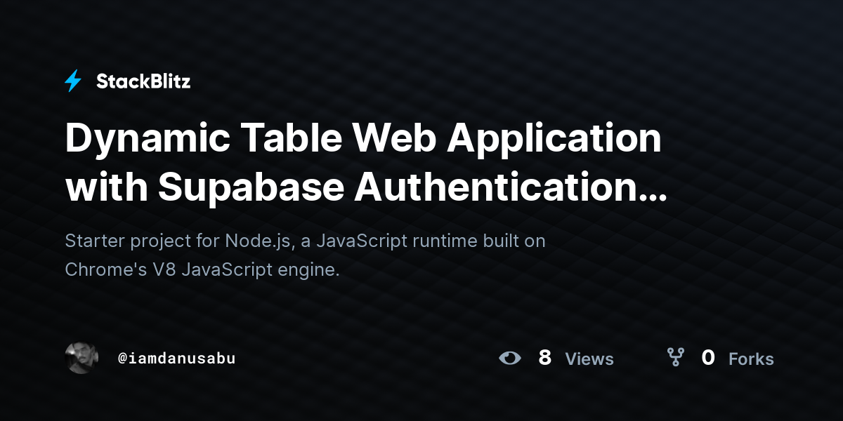 Dynamic Table Web Application with Supabase Authentication (forked ...