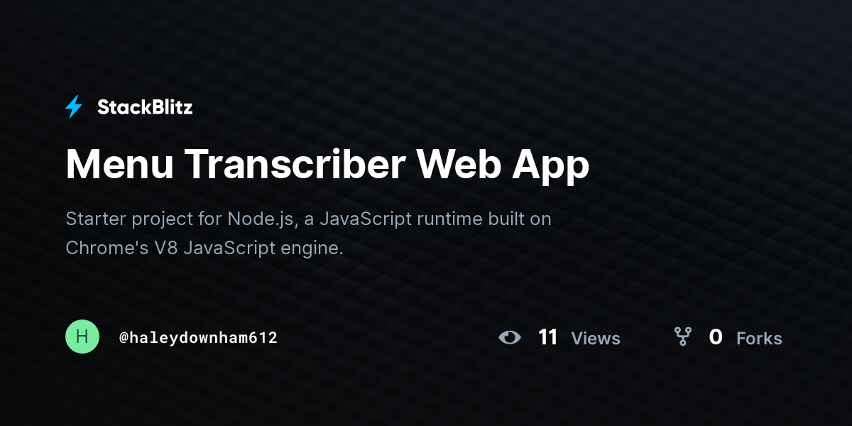 Menu Transcriber Web App - StackBlitz