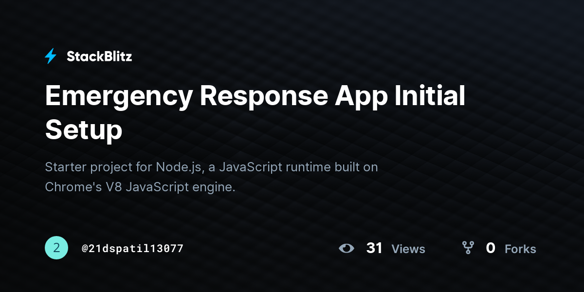 Emergency Response App Initial Setup - StackBlitz