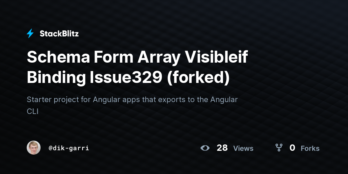 Schema Form Array Visibleif Binding Issue329 (forked) - StackBlitz Schema Form Array Visibleif Binding Issue329 (forked) - StackBlitz