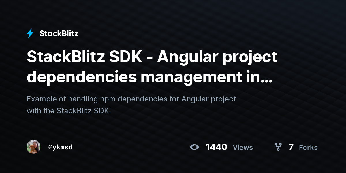 StackBlitz SDK - Angular project dependencies management in JavaScript - StackBlitz