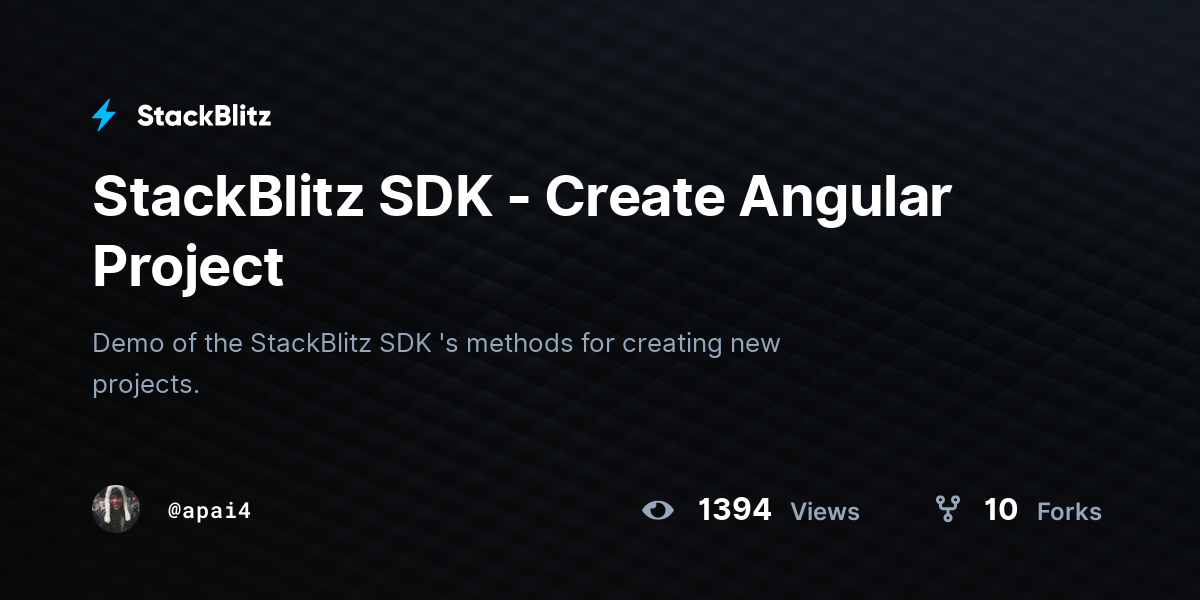 StackBlitz SDK - Create Angular Project - StackBlitz