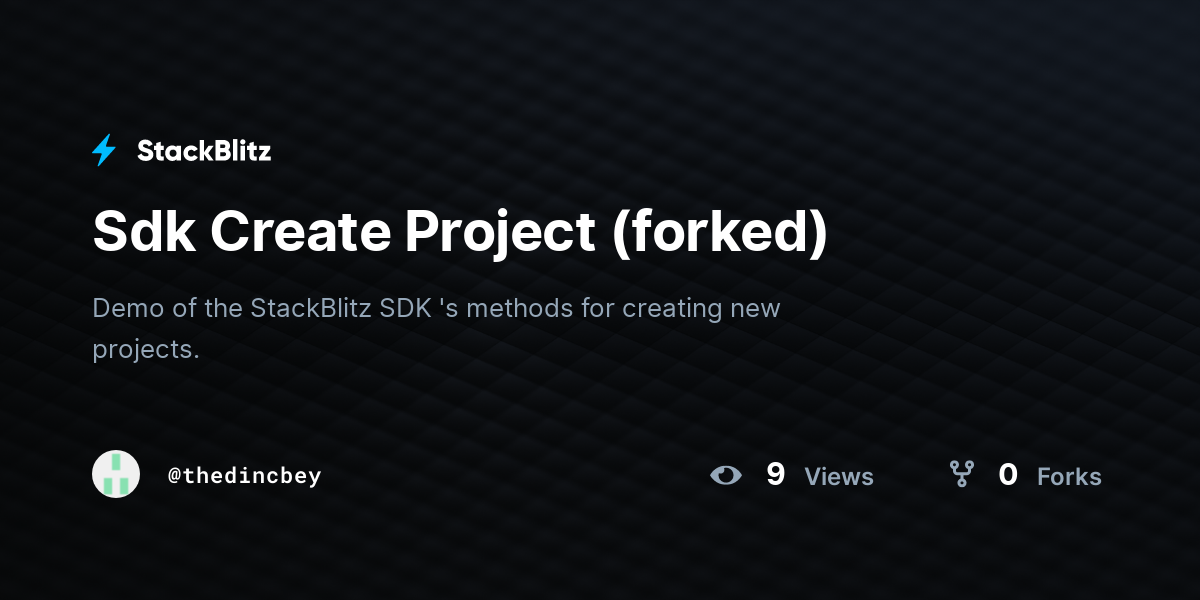 Sdk Create Project (forked) - StackBlitz