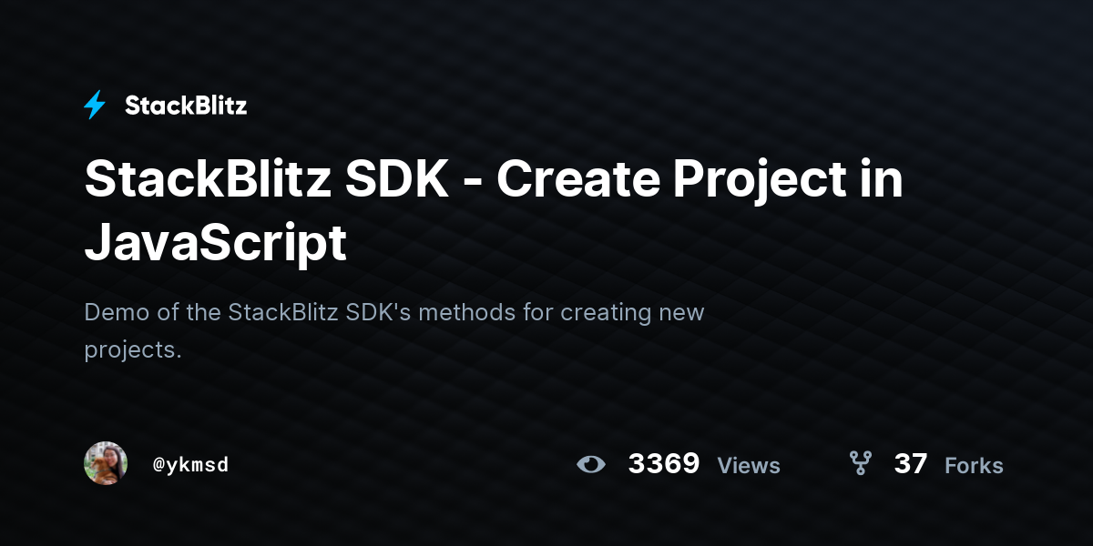 StackBlitz SDK - Create Project in JavaScript - StackBlitz